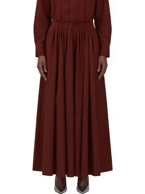 SA SU PHI Cotton Blend Long Skirt - Red