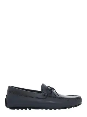 BOSS Smooth Leather Driver Loafers With Rubber Sole - Blue
