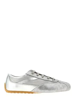 Alexander McQueen Mcqueen Boxe Laminated Leather And Nylon Sneakers Silver