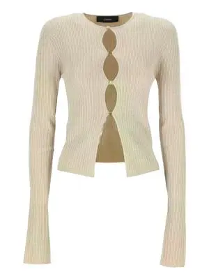 Amiri Ribbed-knit Cutout Jumper - Neutrals