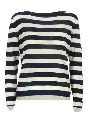 GRAN SASSO Striped Long Sleeve Top With Metallic Trim - Blue