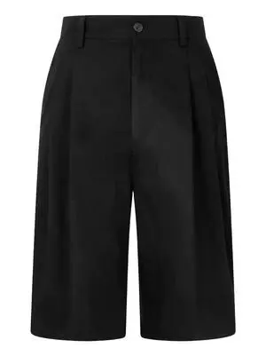 STUDIO TOMBOY Pleated Tailored Cotton Shorts - Black