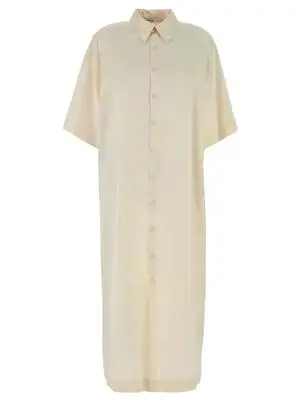 Carven Satin Midi Shirt Dress - Neutrals