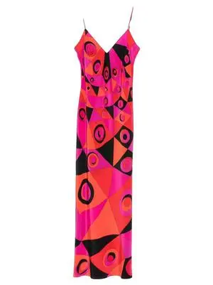 Emilio Pucci Geometric Print Silk Maxi Dress - Pink