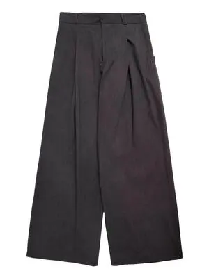 BONSAI Pleated Wide-leg Trousers In Dark Mélange - Grey