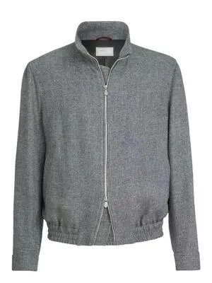 Brunello Cucinelli Mélange-effect Zip-up Jacket - Grey