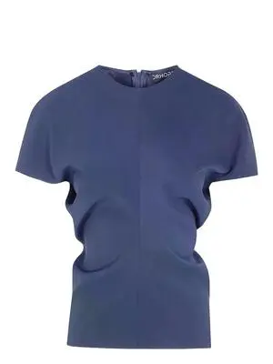 DRHOPE Gathered Detail Short Sleeve Top - Blue