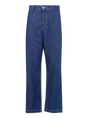 7 For All Mankind Contrast-stitch Wide-leg Jeans - Blue