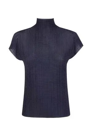 Issey Miyake High-neck Plissé Top - Blue
