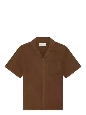 Frescobol Carioca Angelo Slub-texture Camp-collar Shirt - Brown