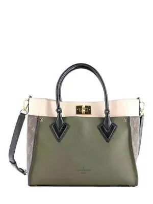 LOUIS VUITTON Louis Vuitton On My Side Leather With Monogram Canvas MM Tote Bag