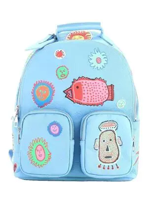 LOUIS VUITTON Yayoi Kusama Faces Monogram Taurillon Leather Backpack - Blue
