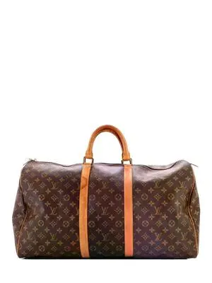 LOUIS VUITTON Monogram Canvas Keepall 55 Travel Bag - Brown