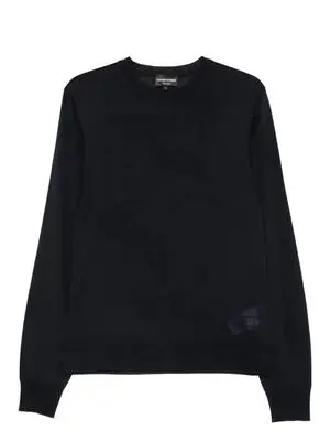 Emporio Armani Virgin Wool Crew Neck Sweater - Blue