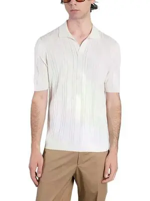 Tagliatore Ribbed-knit Short-sleeve Polo Shirt - Neutrals