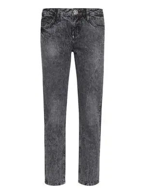 Philipp Plein Boyfriend Angel Cropped Denim Jeans - Grey
