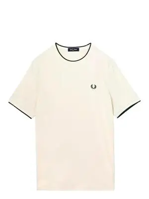 Fred Perry Logo-embroidered Crew Neck T-shirt - Neutrals