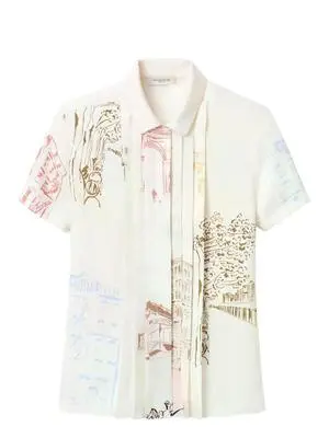 Lafayette 148 New York Manhattan Print Short-sleeved Shirt - Neutrals