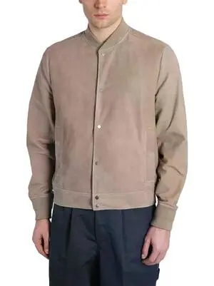 SALVATORE SANTORO Suede Bomber Jacket - Neutrals