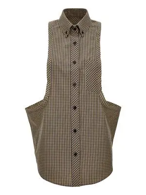Versace Micro-check Cotton Poplin Tabard Top - Multi