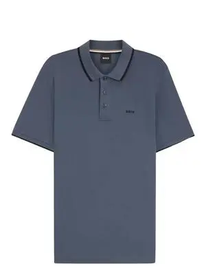 BOSS Cotton-piqué Polo Shirt With Contrast Tipping - Blue