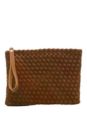 MARREA Woven Clutch Bag - Brown