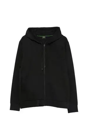 BOSS Full Zip Hoodie With Drawstring Hood - Black