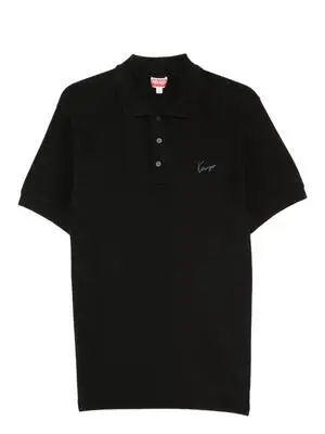 Kenzo Logo-embroidered Piqué Polo Shirt - Black