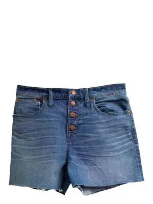 Madewell High Rise Raw Edge Denim Shorts - Blue