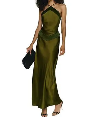 Reformation Jeany Halter Silk Column Maxi Dress - Yellow | Editorialist