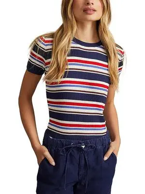 Bella Dahl Fitted Crewneck Tee - Seaside Stripe