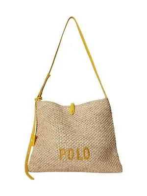 Polo Ralph Lauren Raffia Messenger Bag - Natural/canary Yellow