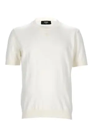 Fendi Cashmere Short Sleeve Sweater - White