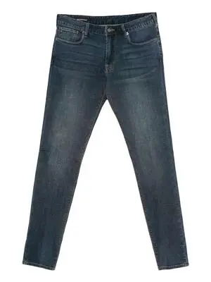 Emporio Armani Faded Effect Logo Plaque Jeans - Blue