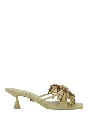 Cult Gaia Alora Floral Appliqué Heeled Sandals - Neutrals