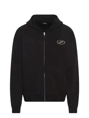 We11Done Rhinestone Logo Zip-up Hoodie - Black