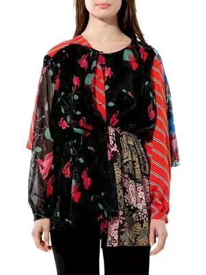 Balenciaga Kaleidoscope Patchwork Blouse - Black