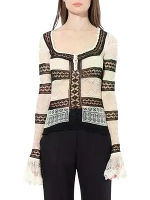 Alexander McQueen Square Neck Lace Cardigan - Neutrals