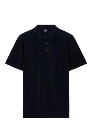 Fedeli Rafael Ribbed-knit Short-sleeve Polo Shirt - Blue