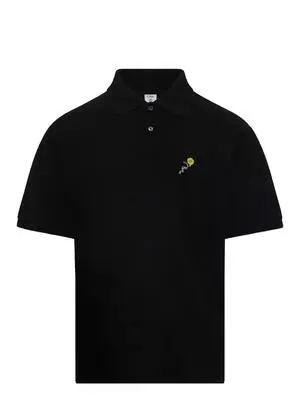 VOWELS Ogo-embroidered Polo Shirt - Black