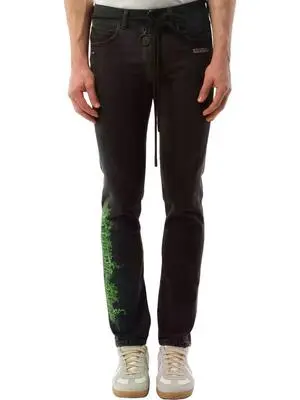 Off-White Slim-fit Jeans With Graphic Print - Black