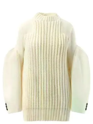 Sacai Layered Ribbed-knit Dress - Neutrals