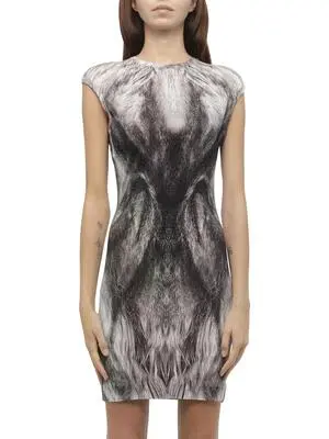 Alexander McQueen Graphic Print Cap-sleeve Dress - Black