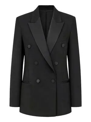 DONDUP Double-breasted Satin-lapel Blazer - Black