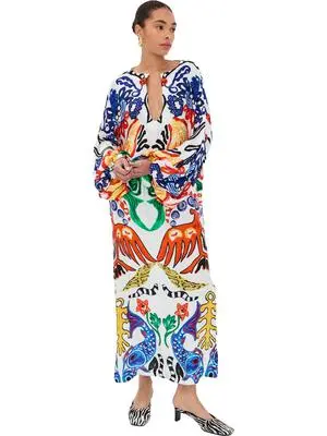 Stella Jean Graphic Print Long Sleeve Maxi Dress - Totem