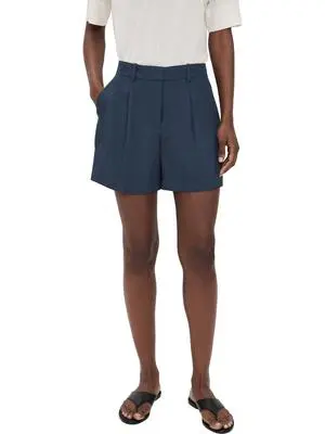 Theory Fluid Pleated Shorts - Nocturne Navy/xlv