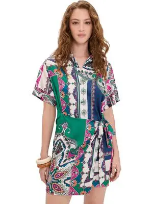 Misa Kezia Dress - Multicolored Patchwork Scarf