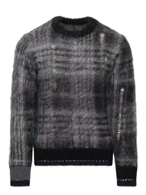 Sacai Plaid Mohair-blend Sweater - Grey