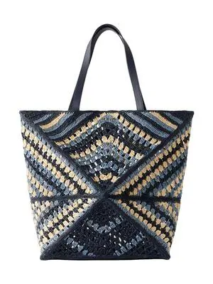 Loewe Fold Large Raffia Shoulder Bag - Blue