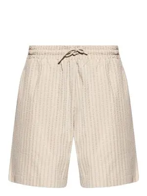 Emporio Armani Textured Shorts With Logo Patch - Beige